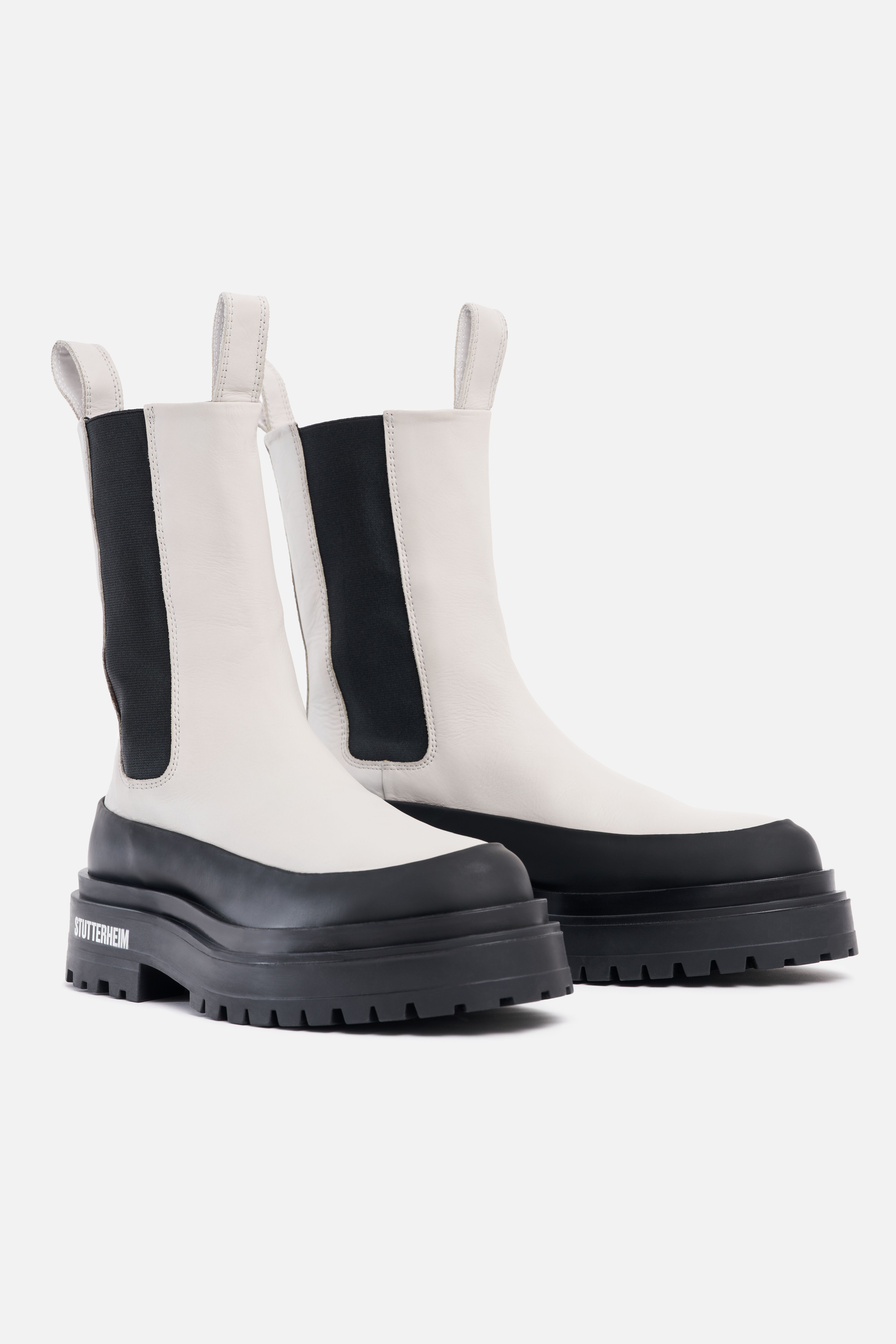 High Walker Leather Boots Ivory | STUTTERHEIM US