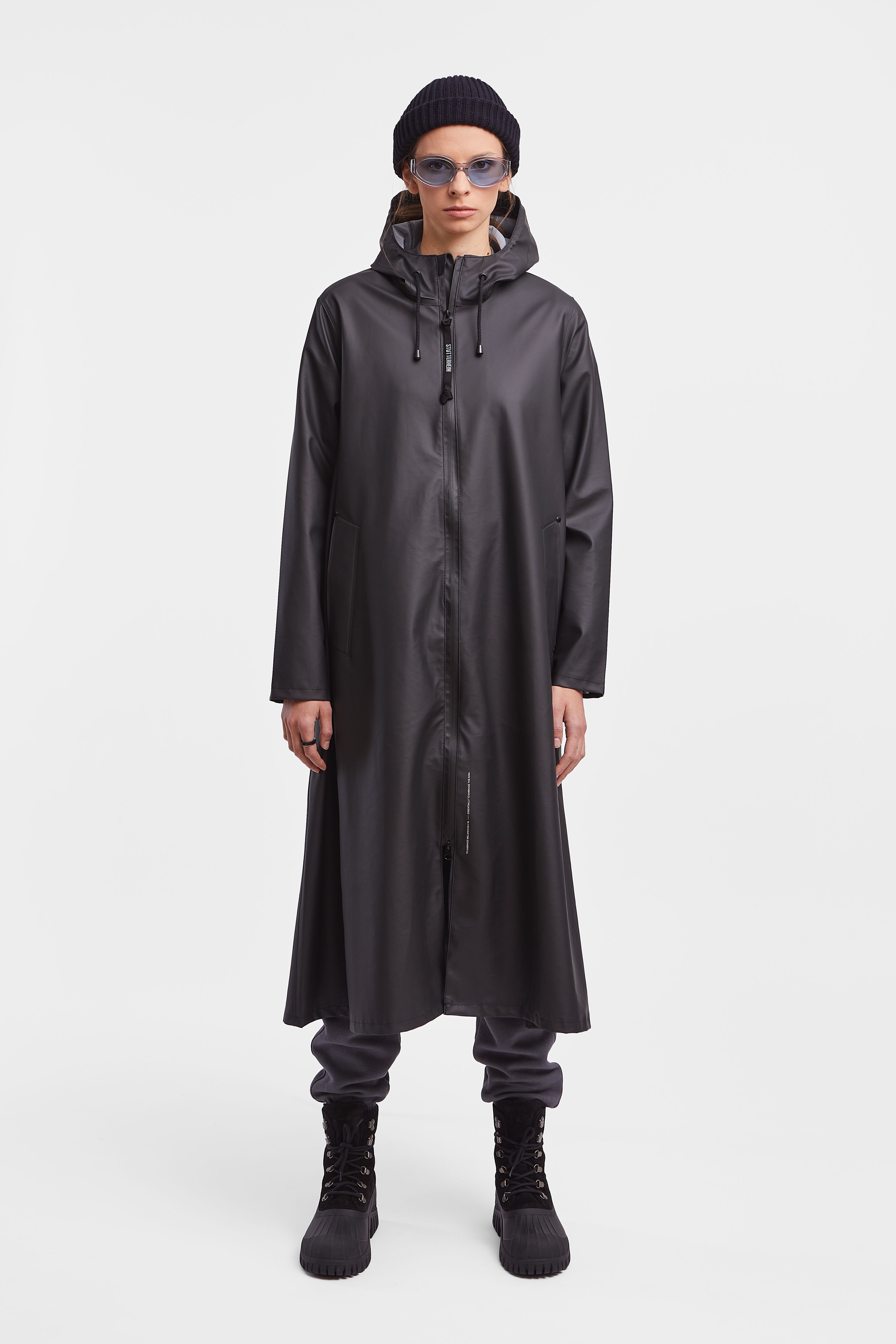 Mosebacke Long Lightweight Zip Raincoat Black | STUTTERHEIM US