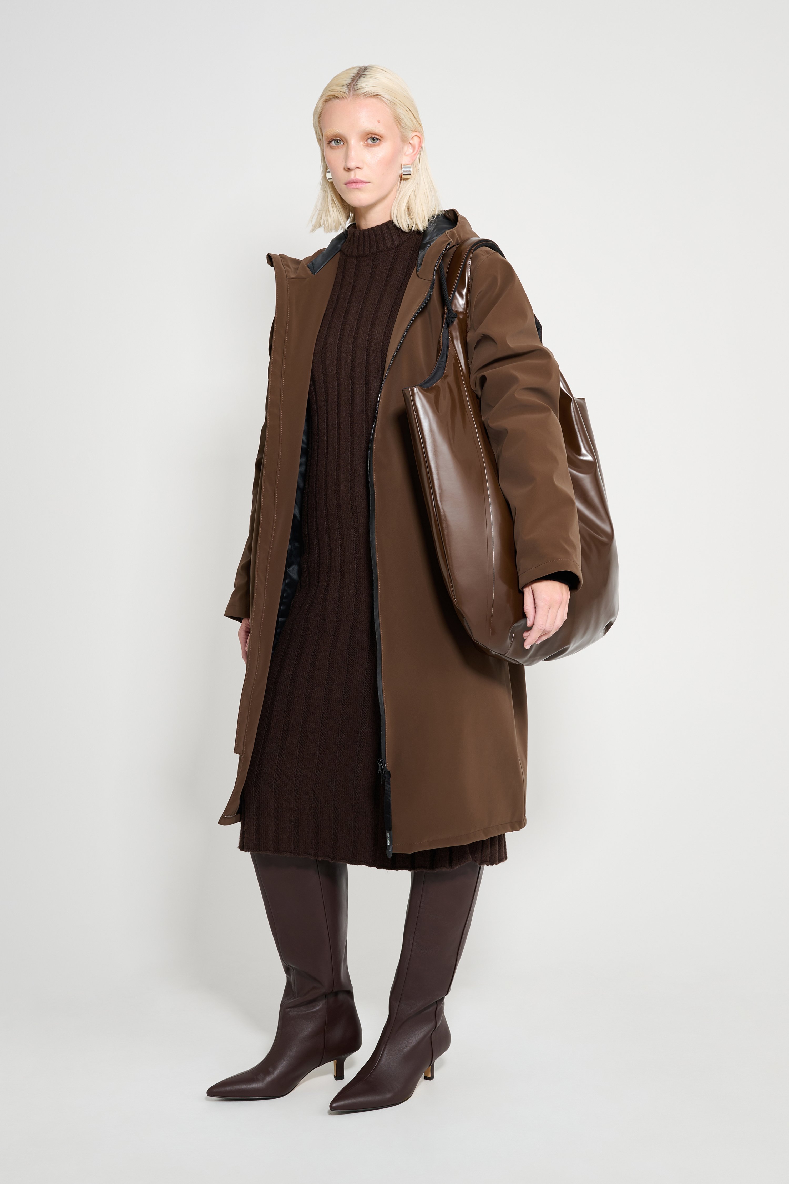 Stockholm Long Matte Winter Coat Dark Brown | STUTTERHEIM US