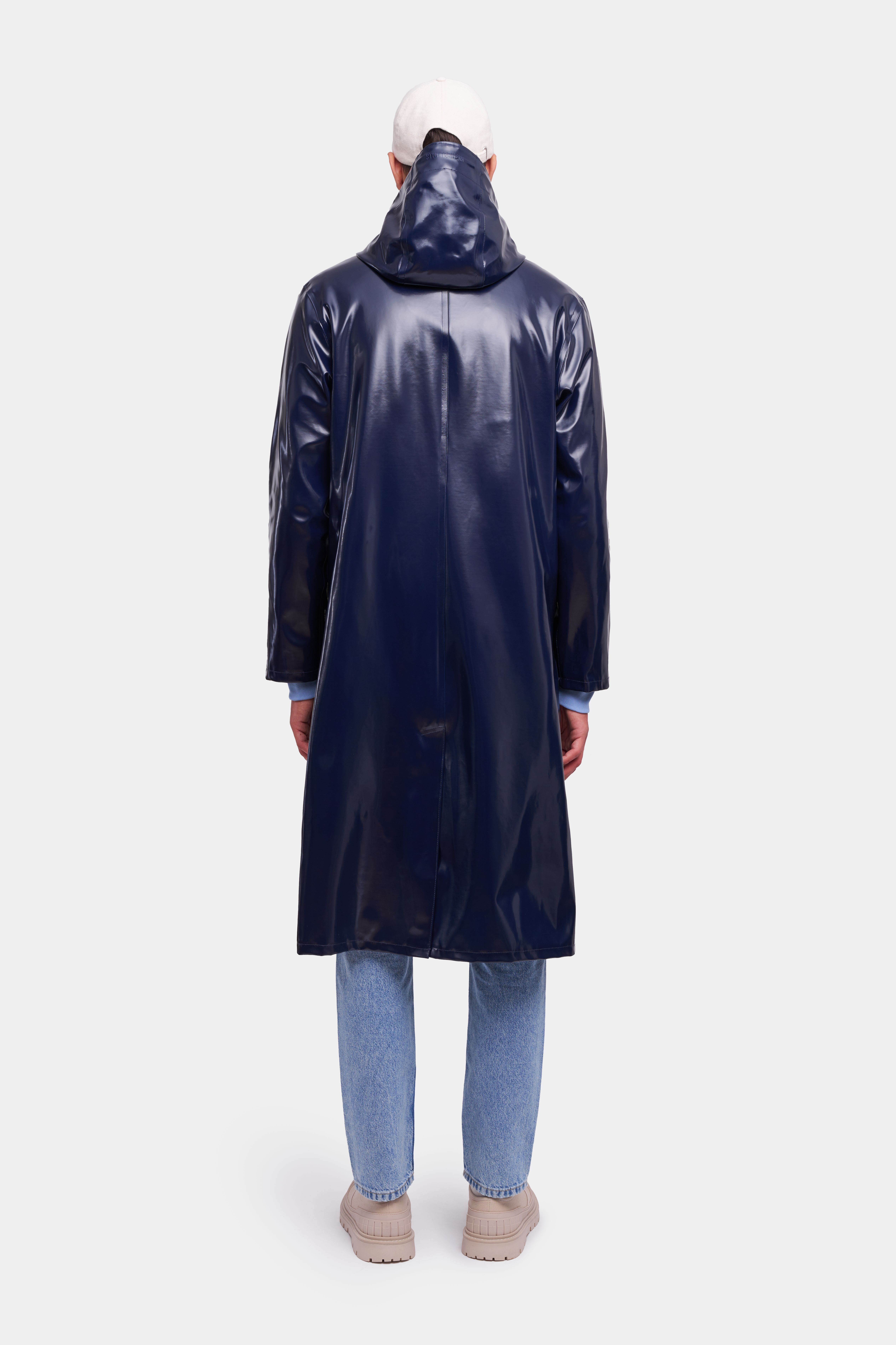Stockholm Long Opal Raincoat Navy | STUTTERHEIM US