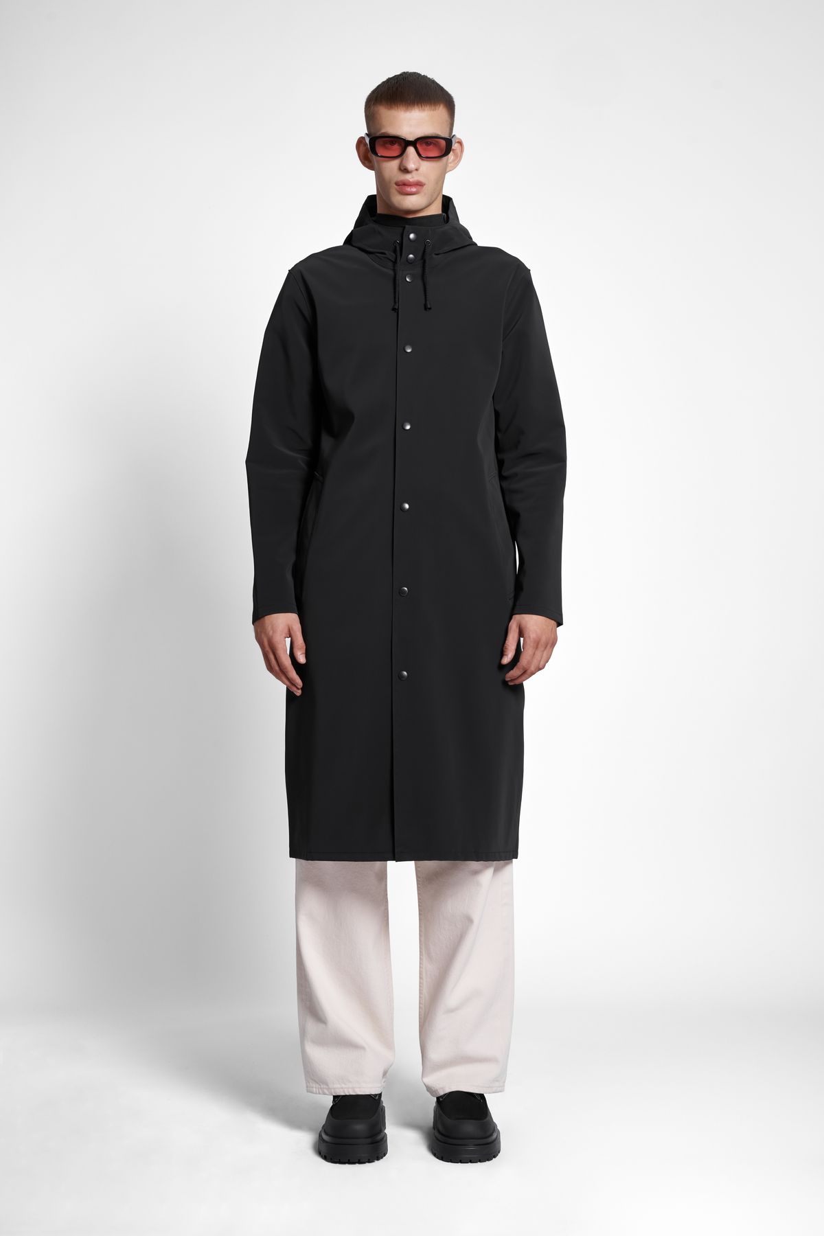Stockholm Long Matte Print Raincoat Black | STUTTERHEIM US